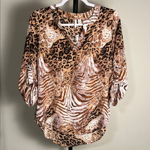 Cato | Tops | Nwt Cato Top Mixed Animal Print Zebra Leopard Blouse 34 ...